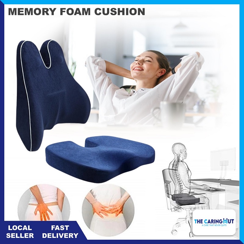 🏅Memory Foam Back Lumbar Support Seat Cushion Pad Office Chair | Shopee ...