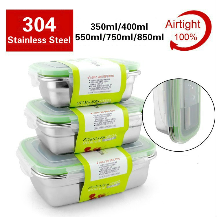 304 Stainless Steel Square Rectangle 350ml/400ml/550ml/750ml/850ml ...