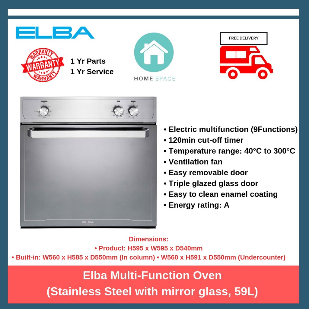 Elba 9 Multi-Function Electric Oven With Mirror Glass, ELIO 624 BAKER ...