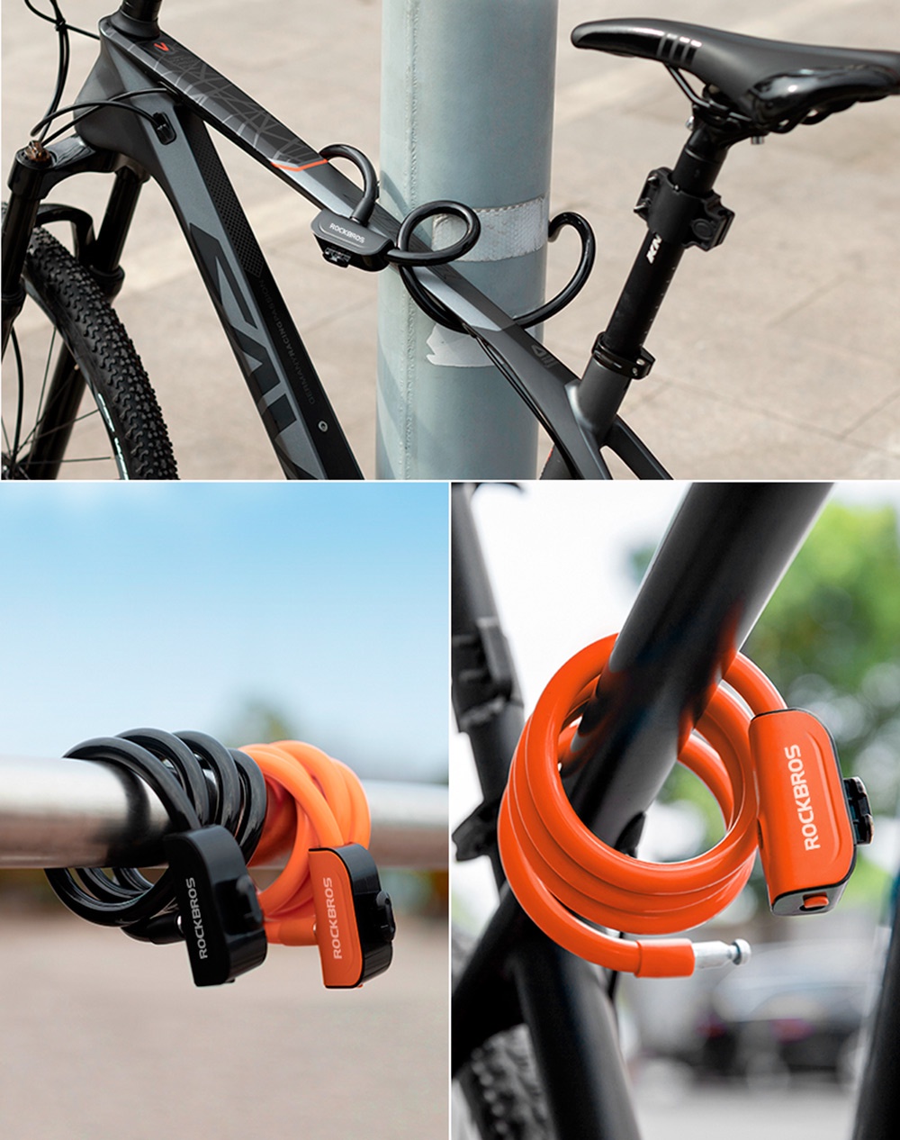 【3-day Delivery】ROCKBROS Bike Lock Portable Anti-theft Ring Lock MTB ...