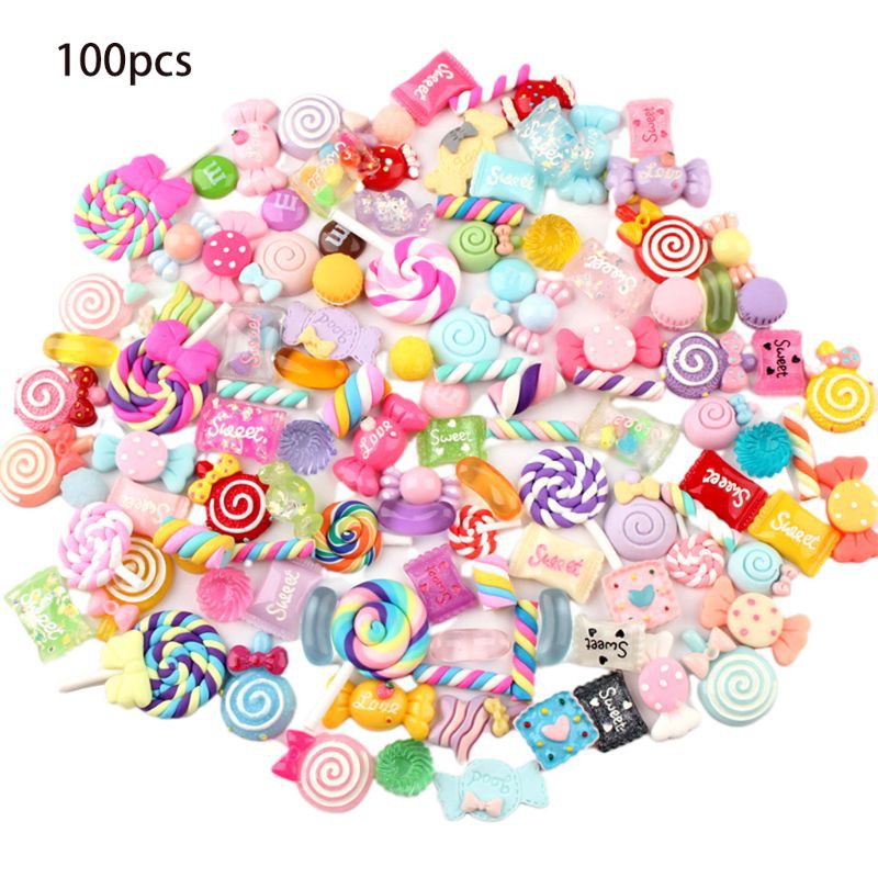 BLA 30/50/100Pcs Assorted Resin Charms Mixed Candy Sweets Drop Oil ...