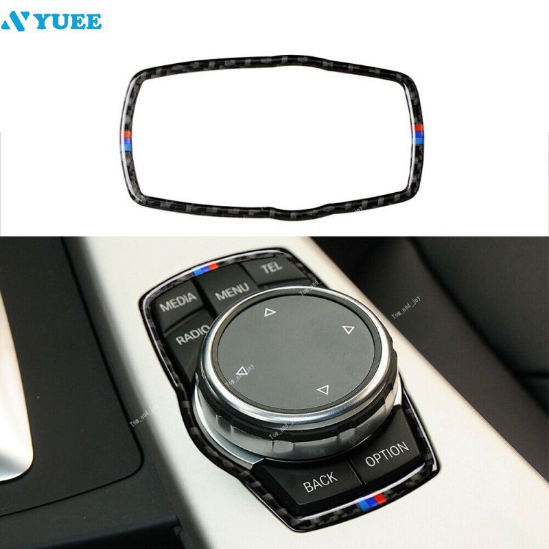 Car Carbon Fiber Multimedia Button Frame Cover Knob Trim Sticker for ...