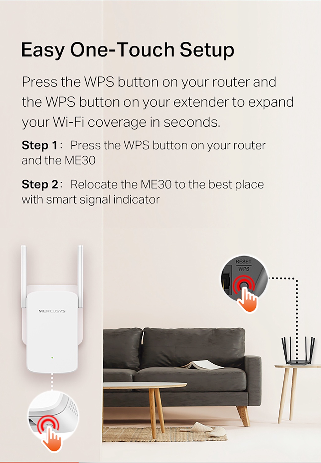 Mercusys ME30 AC1200 Wifi Range Extender Dual Band Access Point AP Mode ...