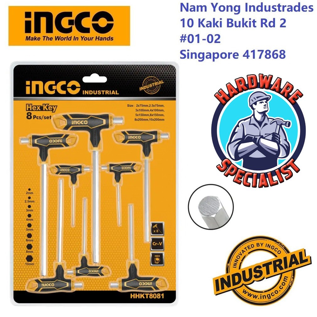 Ingco HHKT8081 8PCS T Handle Hex Wrench Set (Allen Key) | Shopee Singapore