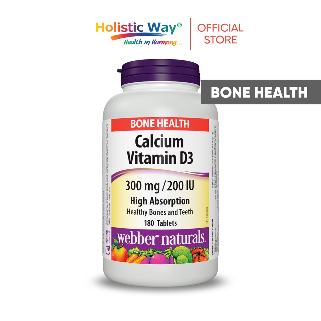 Webber Naturals Calcium Citrate With Vitamin D3 300mg/200IU (180 Tablets) | Shopee Singapore