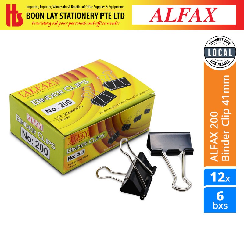 ALFAX 200 Binder Clip 41mm (12pcs per box) | Shopee Singapore