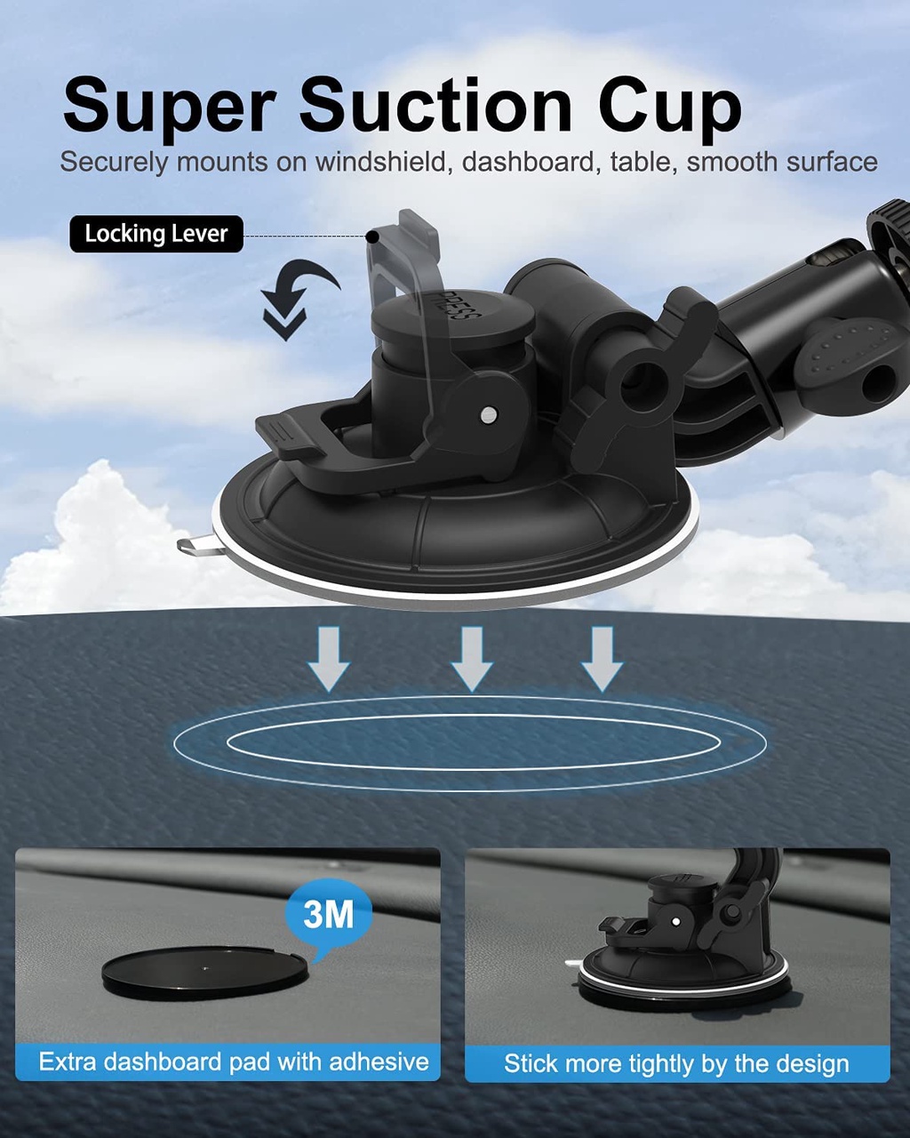 Suction Cup Tablet Holder 360° Adjustable Car Phone Holder Car ...