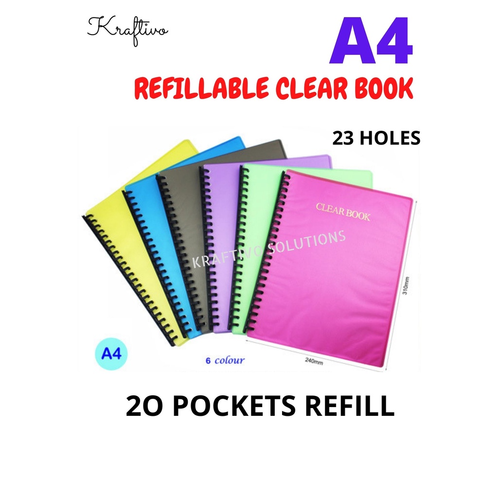 [ 2320A ] KIDARIO A4 REFILLABLE CLEAR BOOK 20 POCKETS / A4 REFILLABLE ...