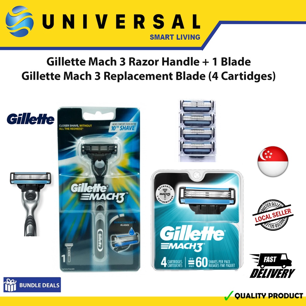 [SG SHOP SELLER] Gillette Mach 3 Razor Handle + 1 Blade Set / Gillette ...