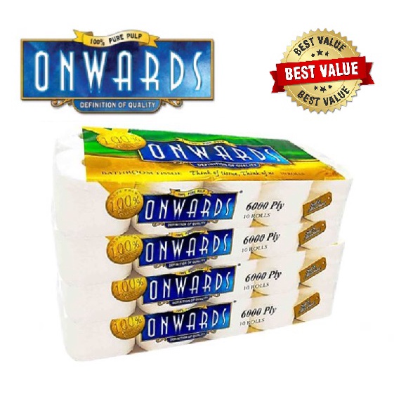 Onwards Bathroom Tissue 600ply, 10 Rolls Toilet Paper ( Bundle of 2 or ...