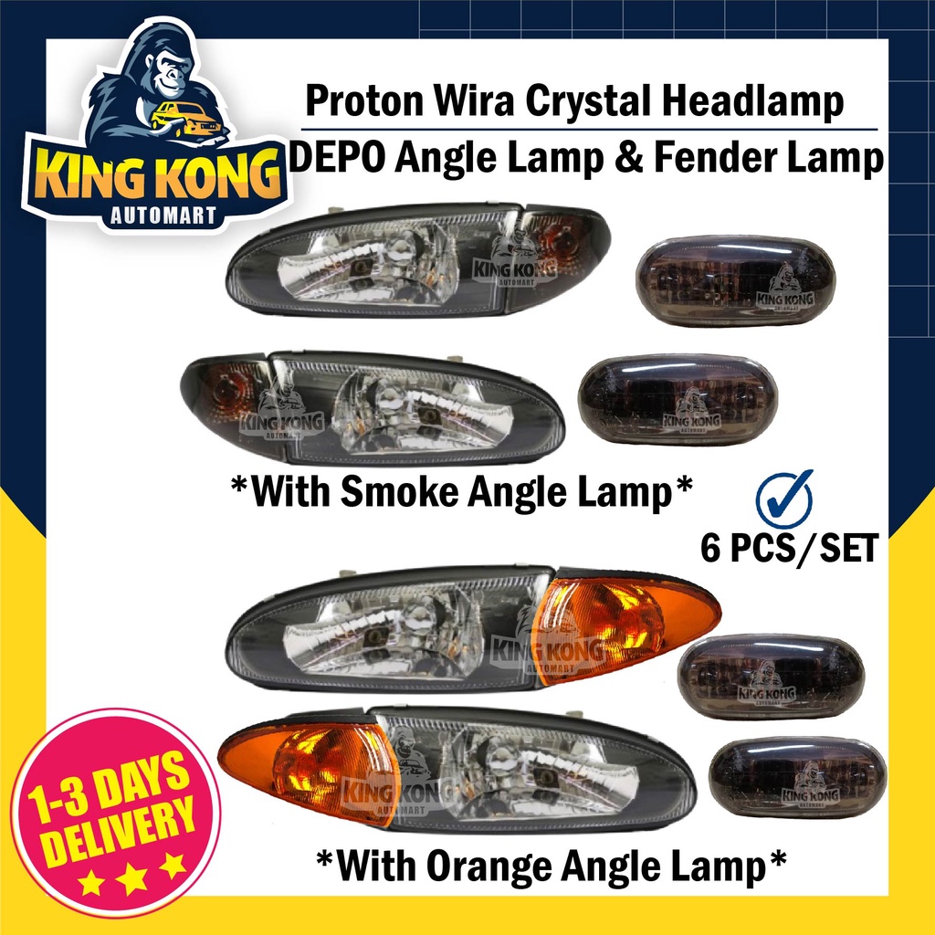 Depo Proton Wira Crystal Glass Headlamp + Corner Lamp + Fender Lamp ...