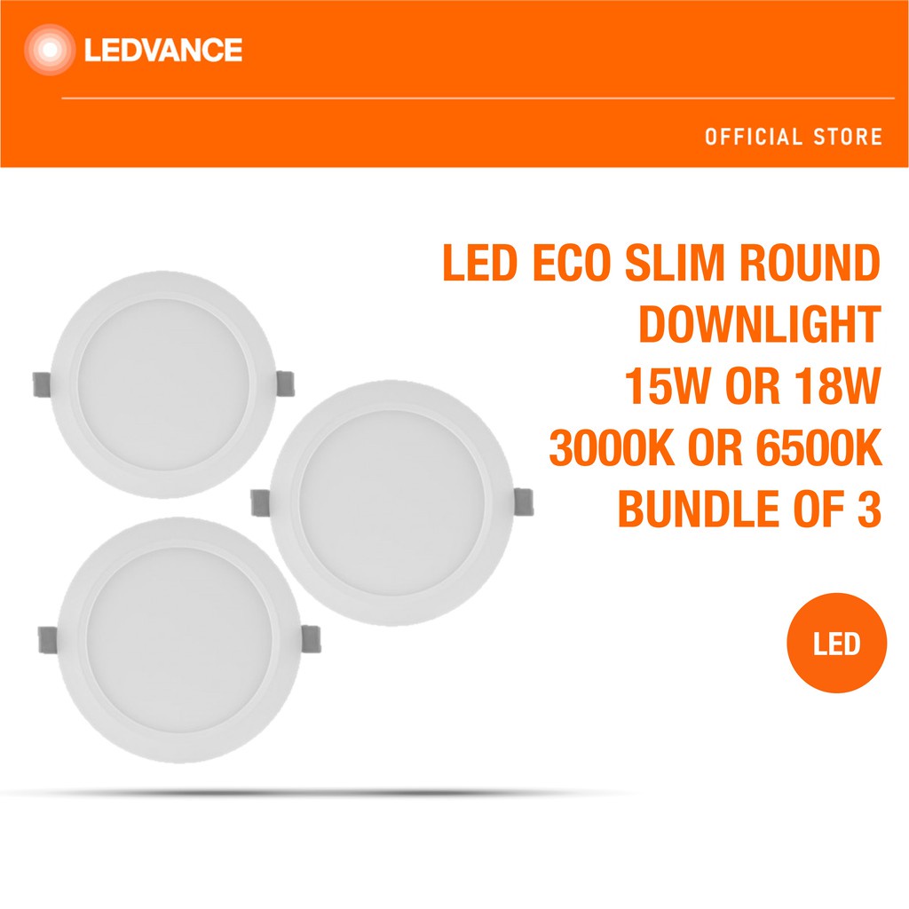 LEDVANCE LED Eco Slim Round Downlight 15W 6 Inch (3000K/6500K) (Bundle ...