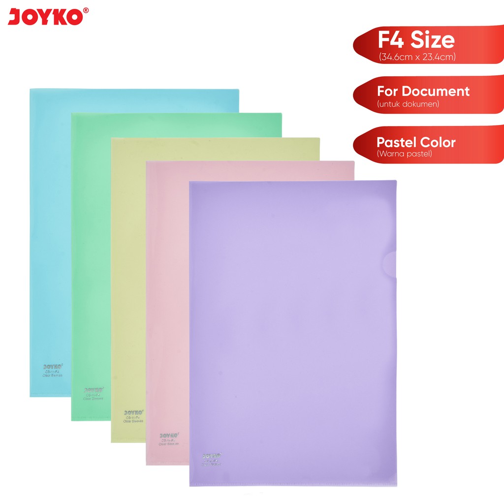 Folder L Clear Plastic Clear Sleeves Joyko CS-11-F4 Pastel Color ...