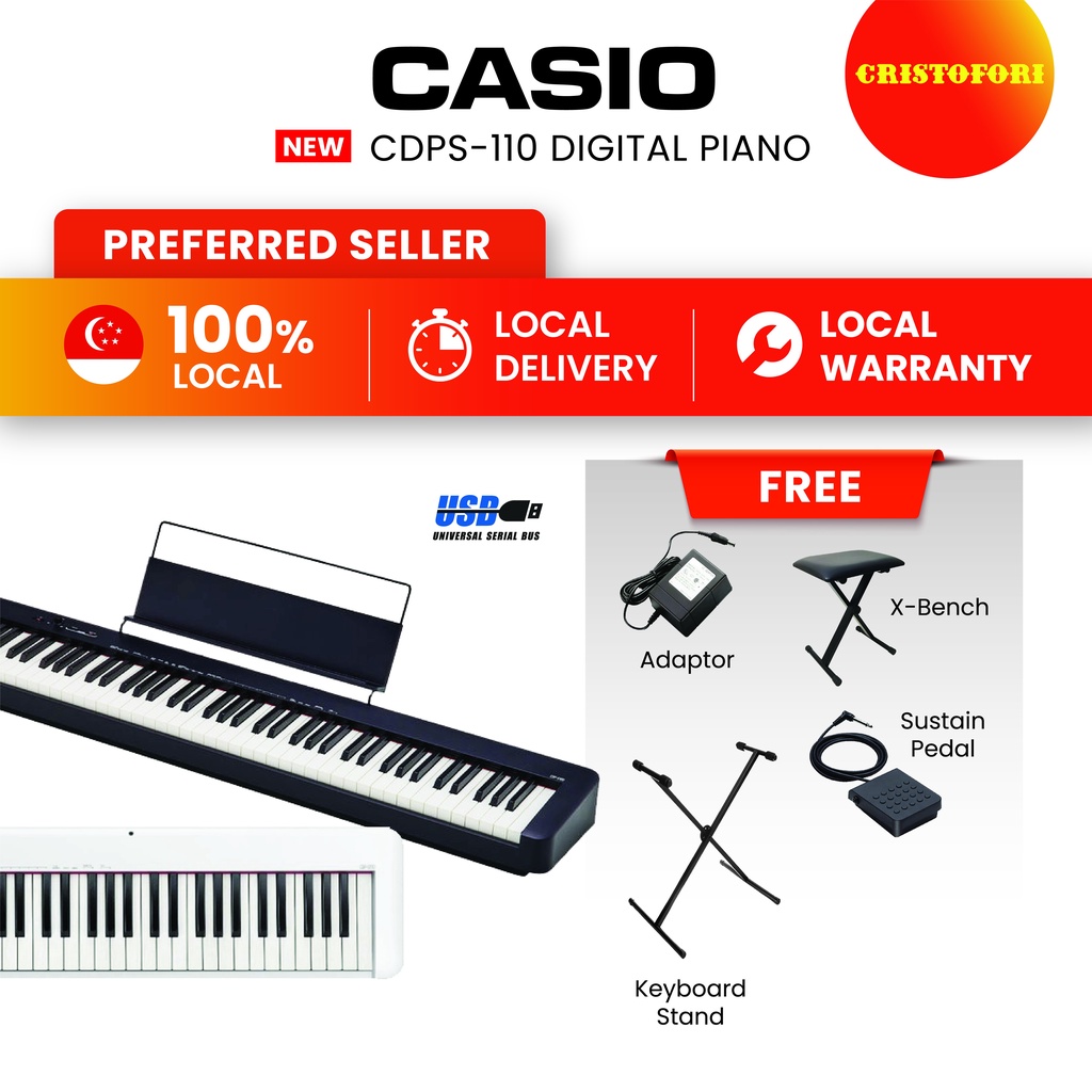 CASIO CDP-S110 Digital Piano 88 keys (New 2021 Model) Digital ...