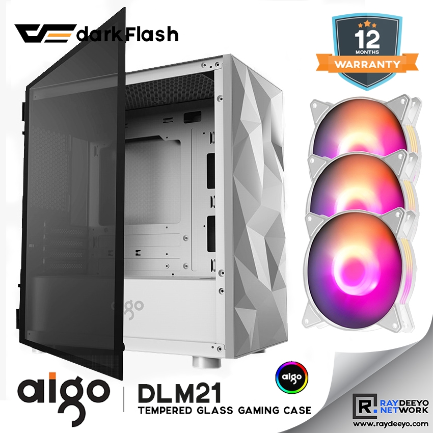 Aigo darkFlash DLM21 (WHITE) mATX Magnetic Hinged Tempered Glass ...