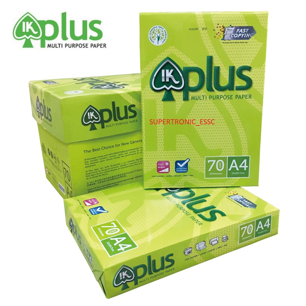 5 REAMS (PER BOX) IK PLUS A4 PAPER 70GMS 500's | Shopee Singapore
