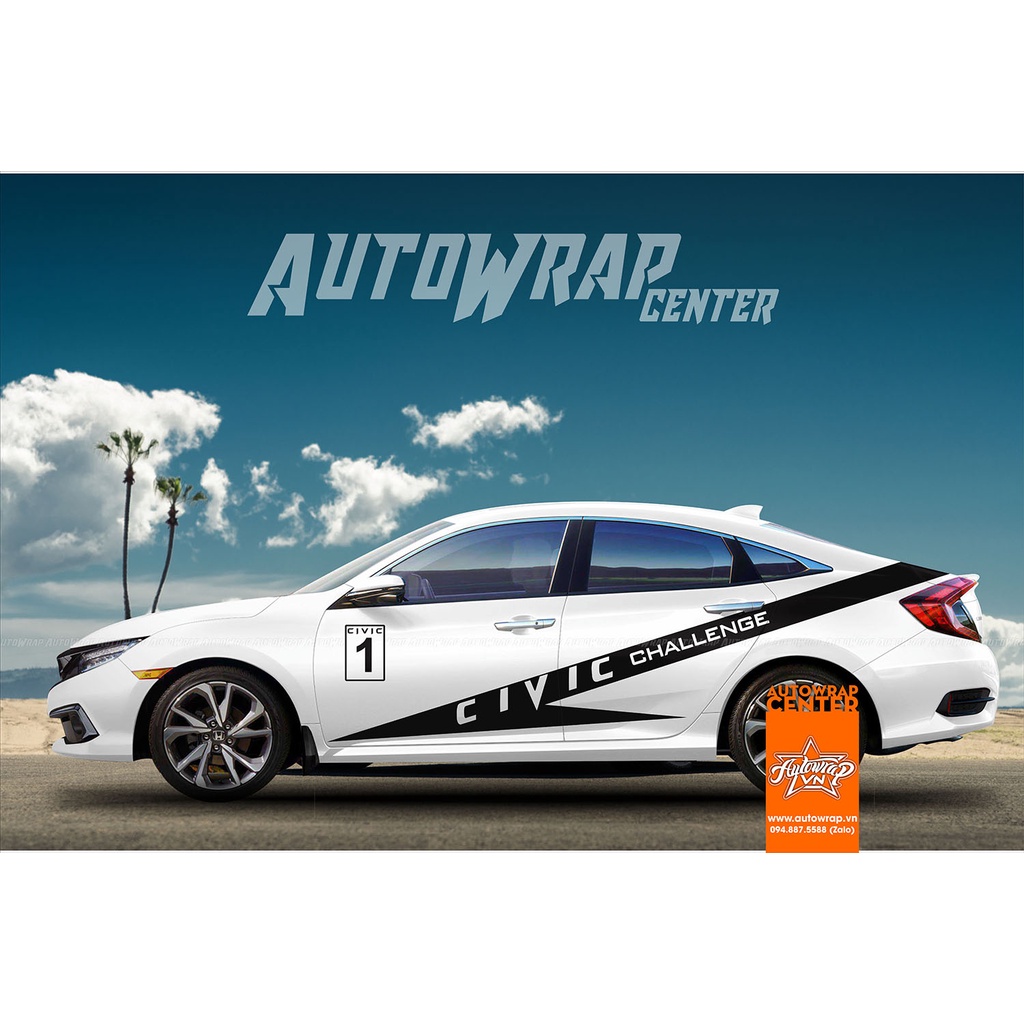 Civic Challenge car motif sticker - Honda car motif sticker, sports car ...