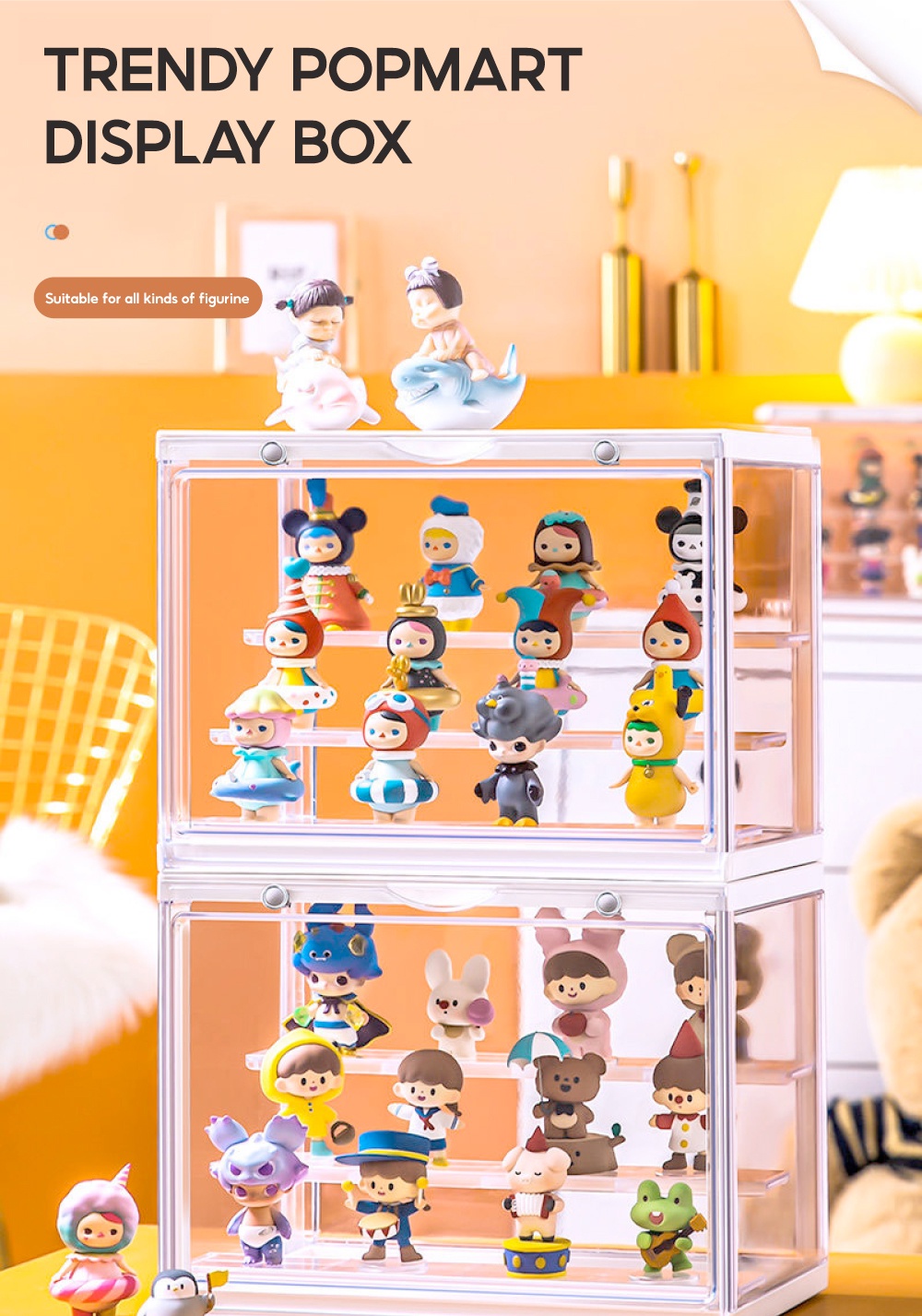 Acrylic Popmart Display Box Figurine Display Case Molly Labubu Cabinet ...