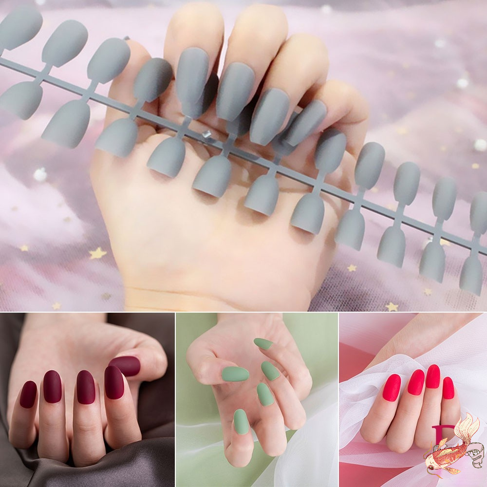 [Fake nails] DC 24pcs fake nails solid color matte full coverage ...