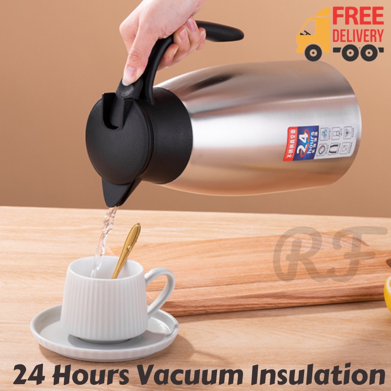 🇸🇬 Stainless Steel Thermal Flask Vacuum Insulated 2000ML 2L Coffee Tea ...