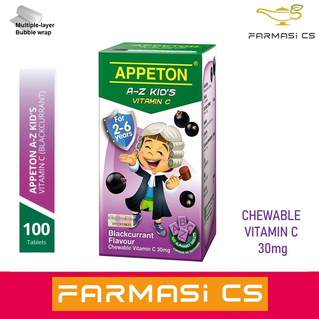 Appeton A-Z Kid's Vitamin C 30mg 100 Chewable Tablets EXP:11/2025 ...