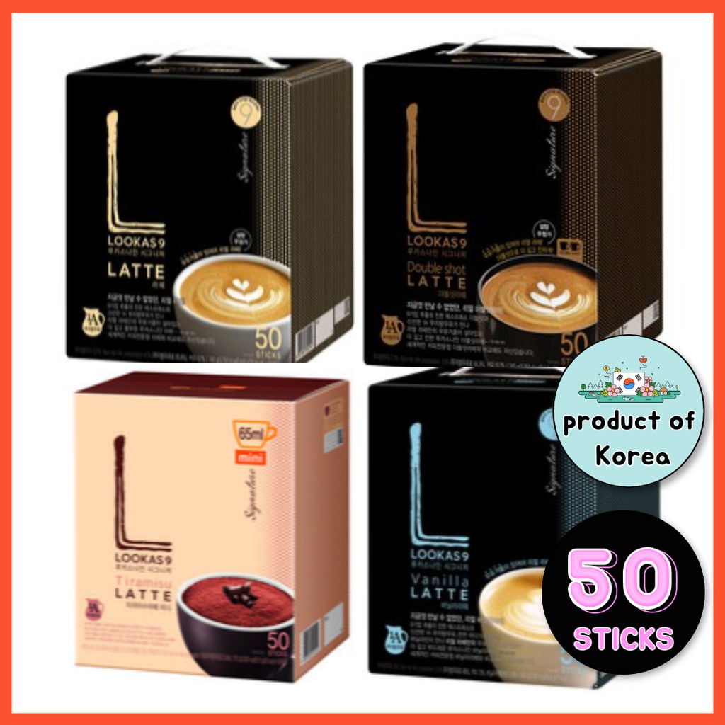 [LOOKAS 9] Korean Instant Latte Coffee BULK - 50 STICKS ( Signature ...