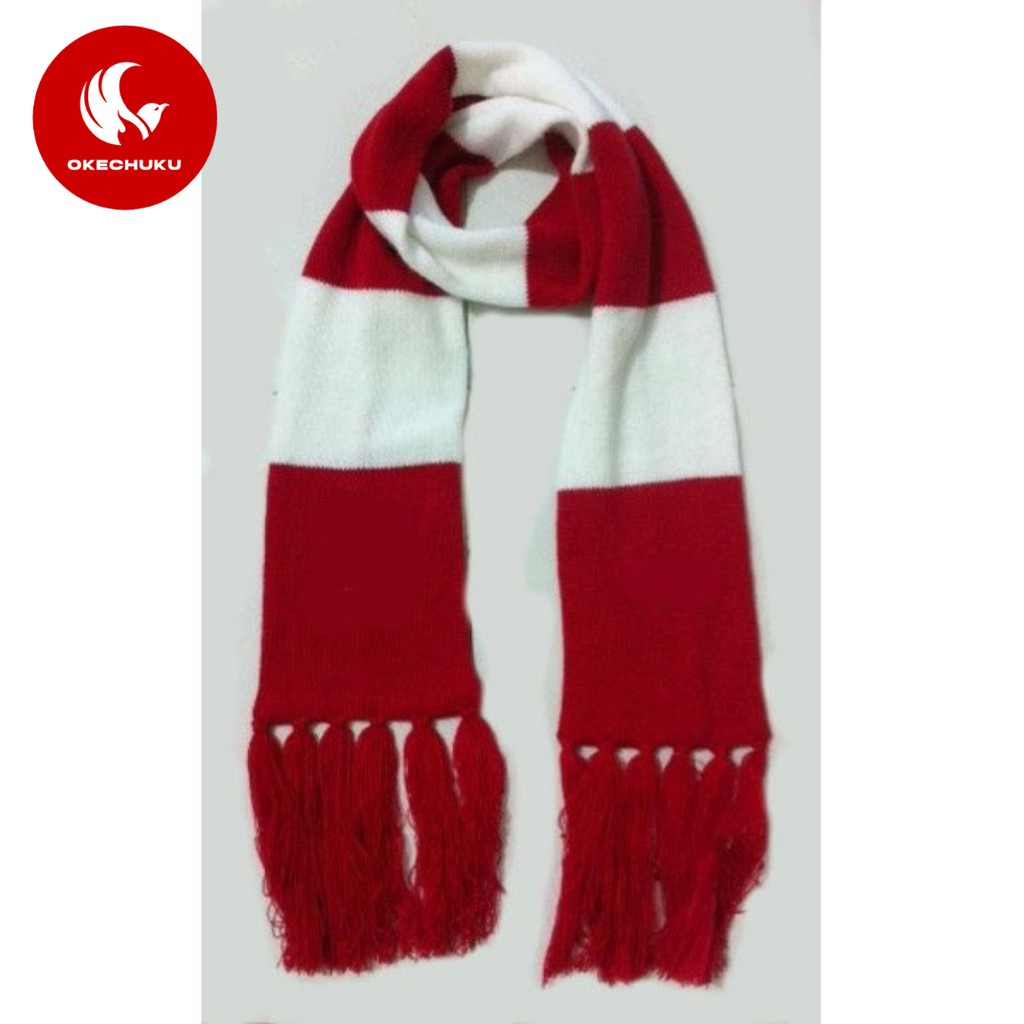 MERAH OKECHUKU Red and White Indonesian Knitted Scarf (76th Republic of ...