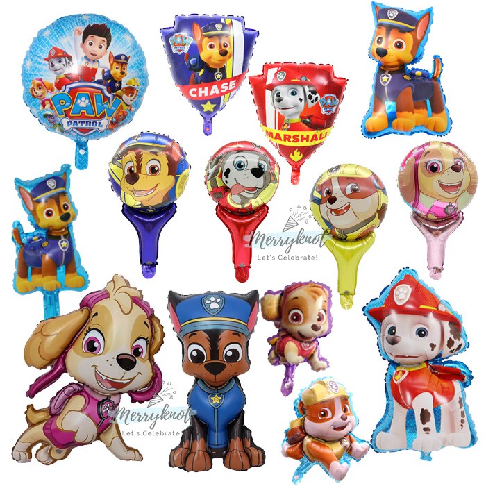 [SG Seller] PAW Patrol foil balloon theme party decoration birthday handheld dog Chase Marshall ...