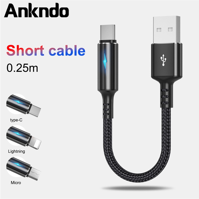 25cm Short Micro USB Cable Type C Mobile Phone Cables Fast Charging ...