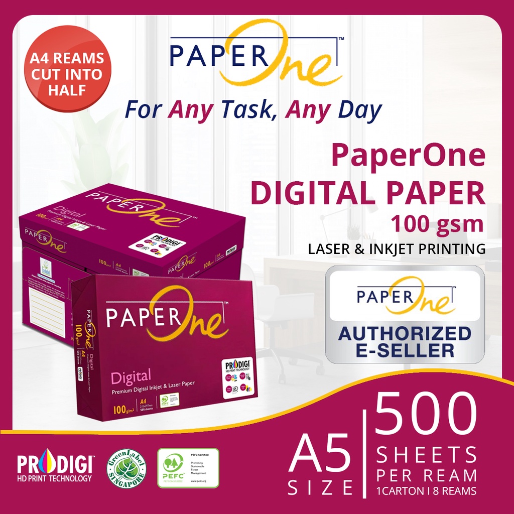 PaperOne Digital A5 100gsm (8 Reams / 1 Carton) | Shopee Singapore