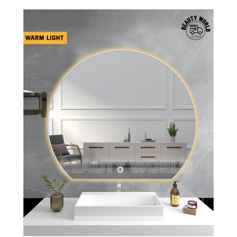 [SG Seller]Creative smart bathroom mirror semicircle bathroom dressing ...
