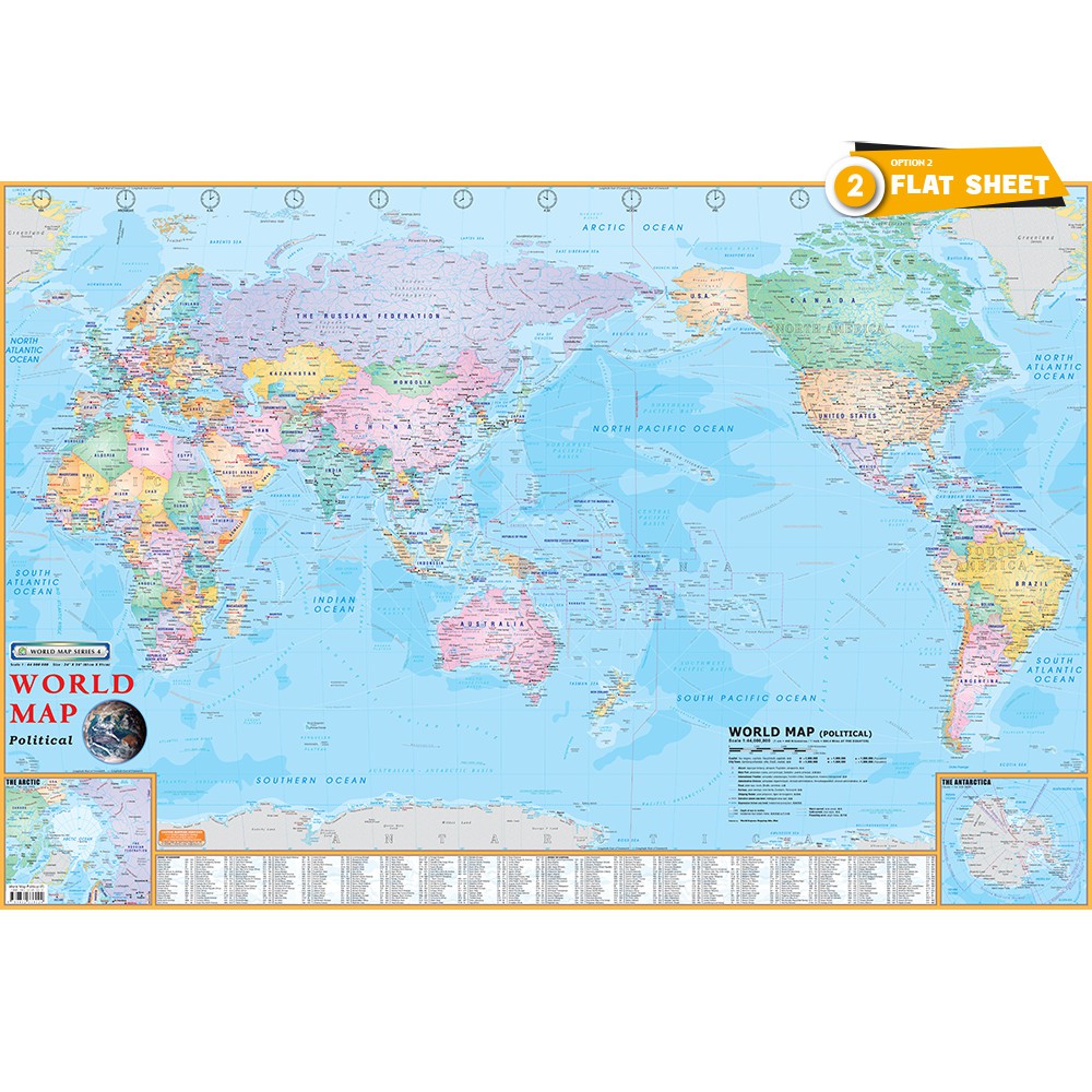 World Map Political (61cm x 91cm / 24” x 36”) Peta Dunia | World Map ...