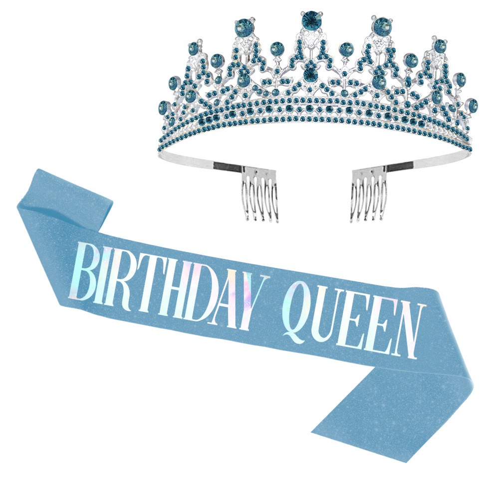 Birthday Queen / Girl / Princess Glitter Sash & Crown Tiara Set – Party ...