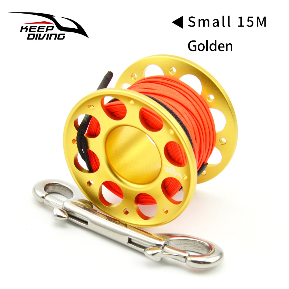 15M/30M Scuba Diving Aluminum Alloy Spool Finger Reel with Stainless Steel double ended hook SMB ...