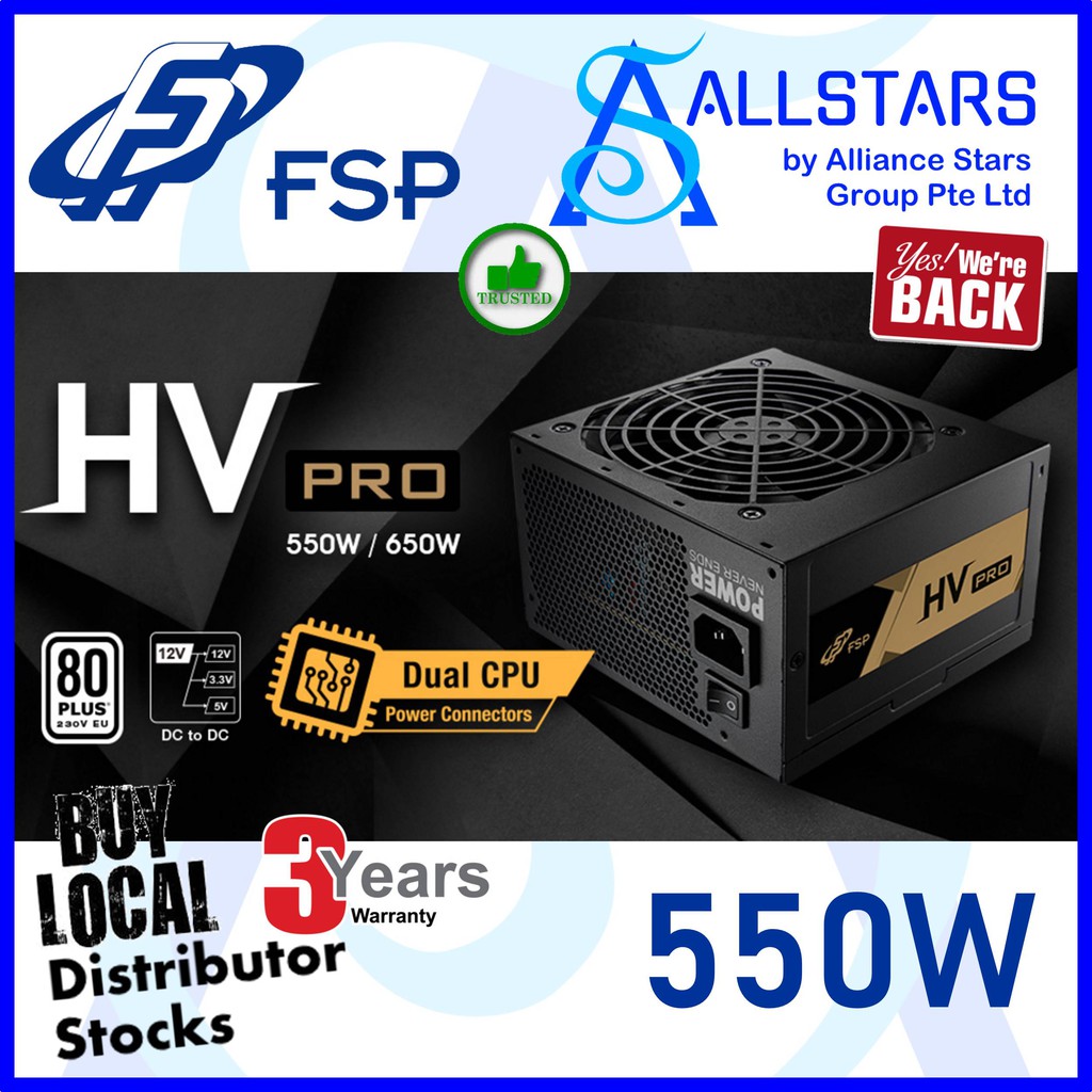 (ALLSTARS) (Bulk pack / No retail box) FSP 550W HV PRO 80+Bronze ATX ...