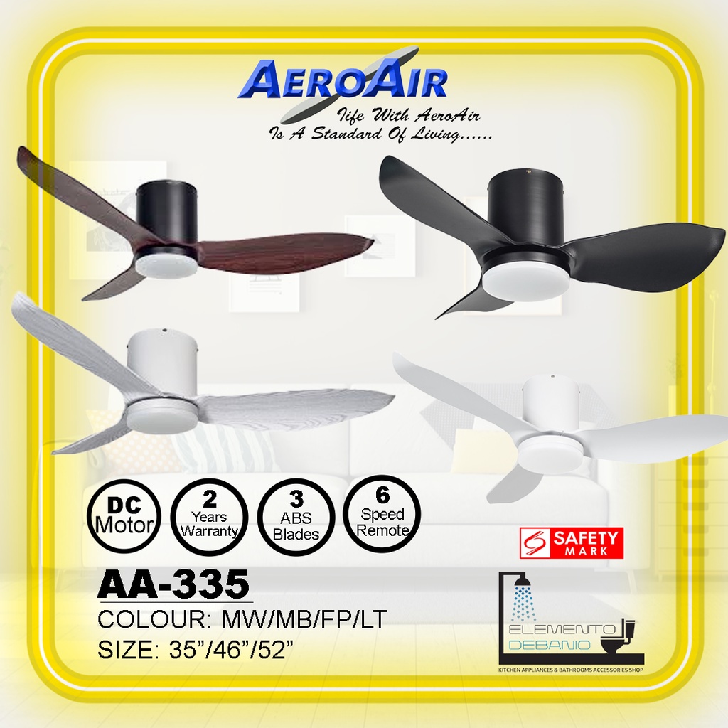 Aeroair AA-335 DC Motor Ceiling Fan with Led light 35/46/52 inch ...