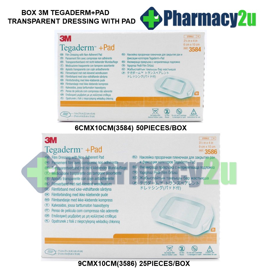 BOX 3M BREATHABLE TEGADERM TRANSPARENT DRESSING WITH PAD FILM 6CMX10CM ...