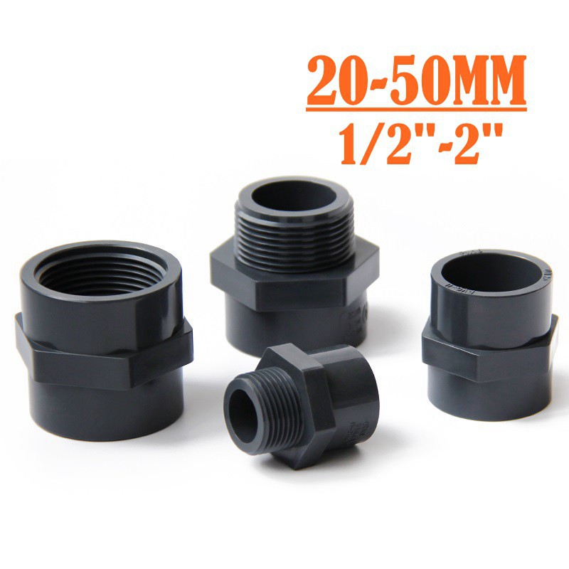 PVC 1/2" -2" Thread Connector 20/25/32/40/50 mm PVC Water Pipe Adapter ...