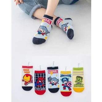 5 Pairs Cartoon Socks for Boys Marvel Characters, Spiderman, Iron man, Hulk, Captain America ...