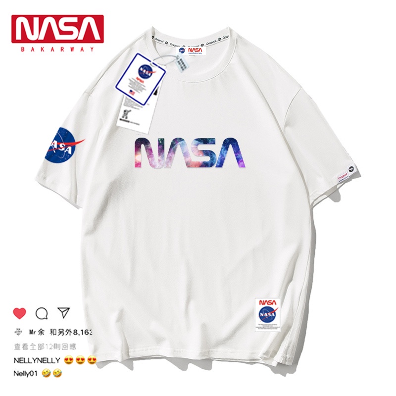 short sleeve t-shirt cotton bottoming round neck loose half sleeve t-shirt tide brand astronaut ...