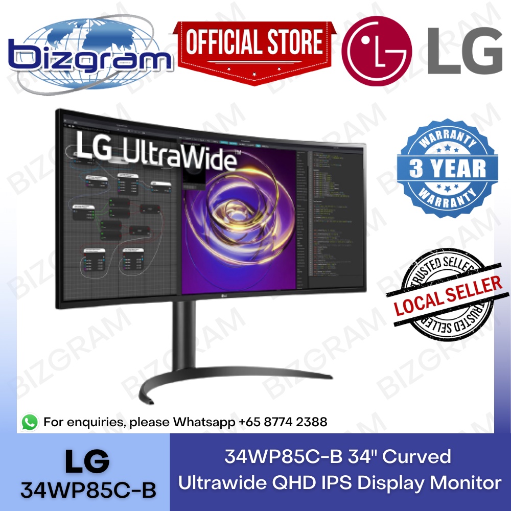 (Bizgram Special) LG 34WP85C-B 34" Curved Ultrawide QHD IPS Display ...