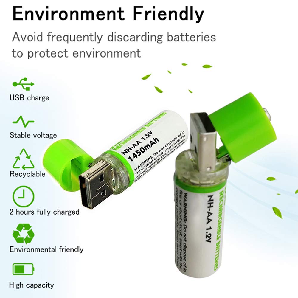 USB Rechargeable AA Batteries NI-MH 1.2V 1450mAh / AA Battery / AA ...