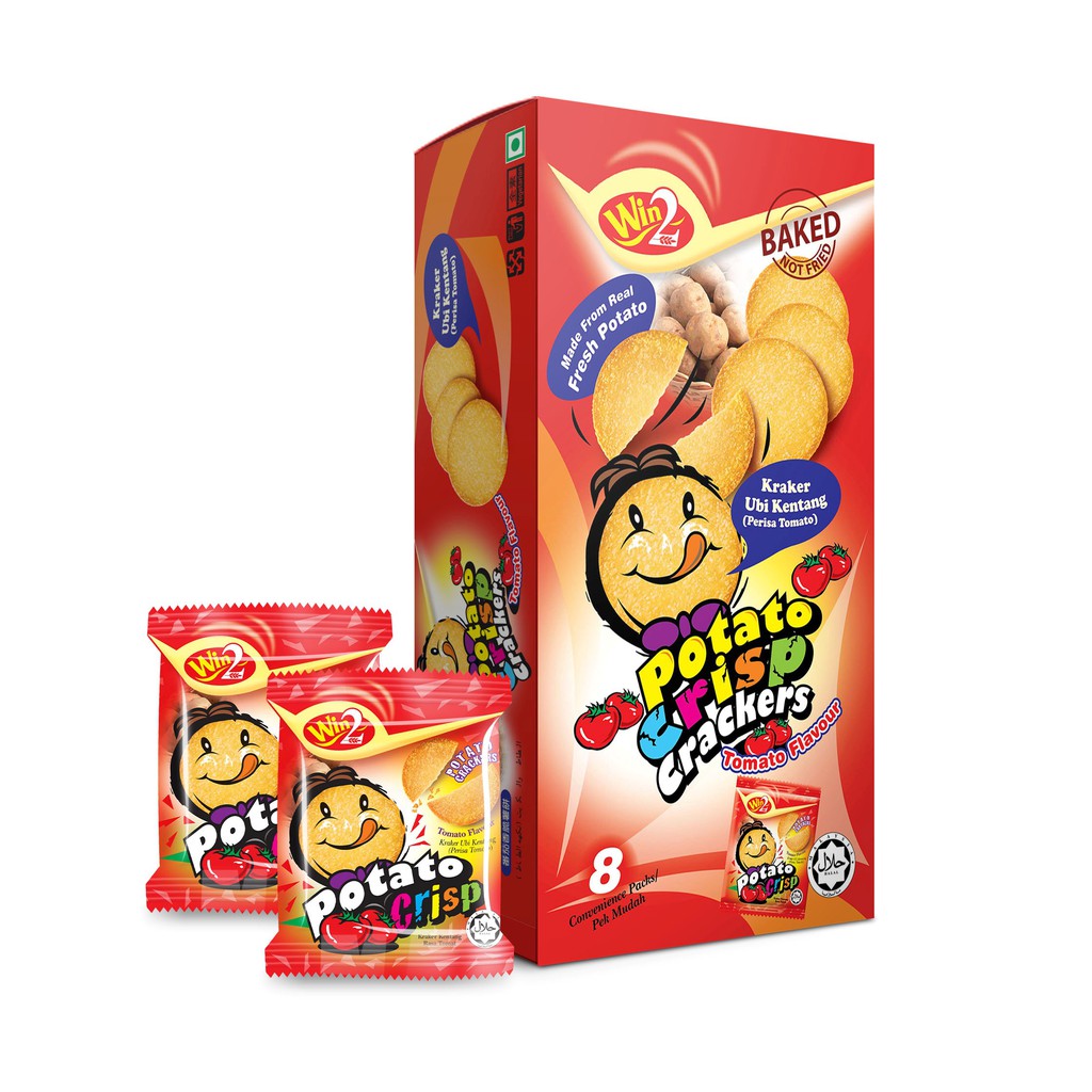 WIN2 Potato Crisp Cracker Tomato Flavour 160g x 3box | Shopee Singapore