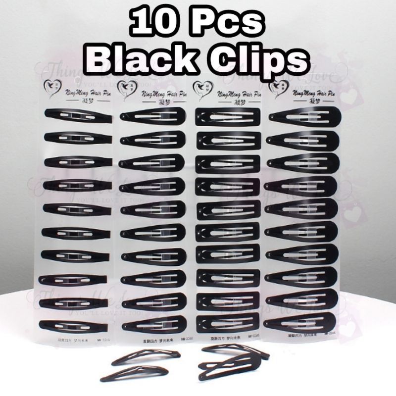 [SG-FREE🚚] 🌈FREE GIFT🌈 School Girls Black Basic Hair Clip Clips Tie ...