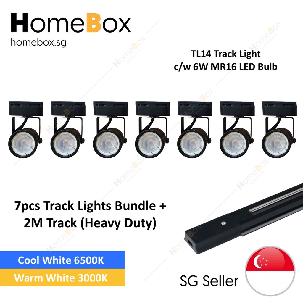 HomeBox 🇸🇬 [BUNDLE OF 7 +1] 7pcs LED Track Light + 2 Metre Track Rail ...
