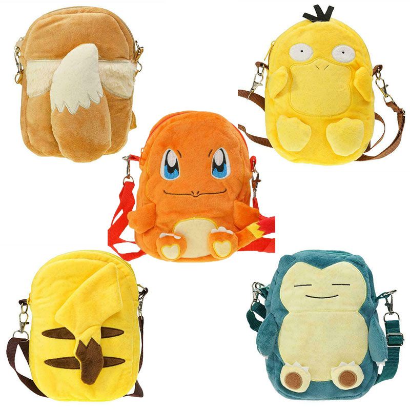 Pikachu Snorlax Pokemon Charmander Eevee Psyduck Plush Backpack Zipper ...
