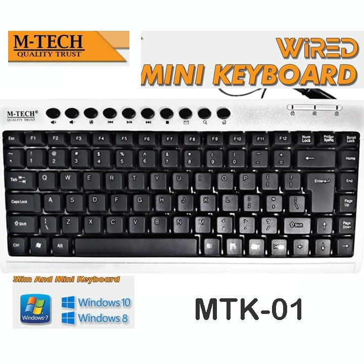 Mtech Original Wired Mini Multimedia Keyboard USB Plug and PLay MTK-01 ...