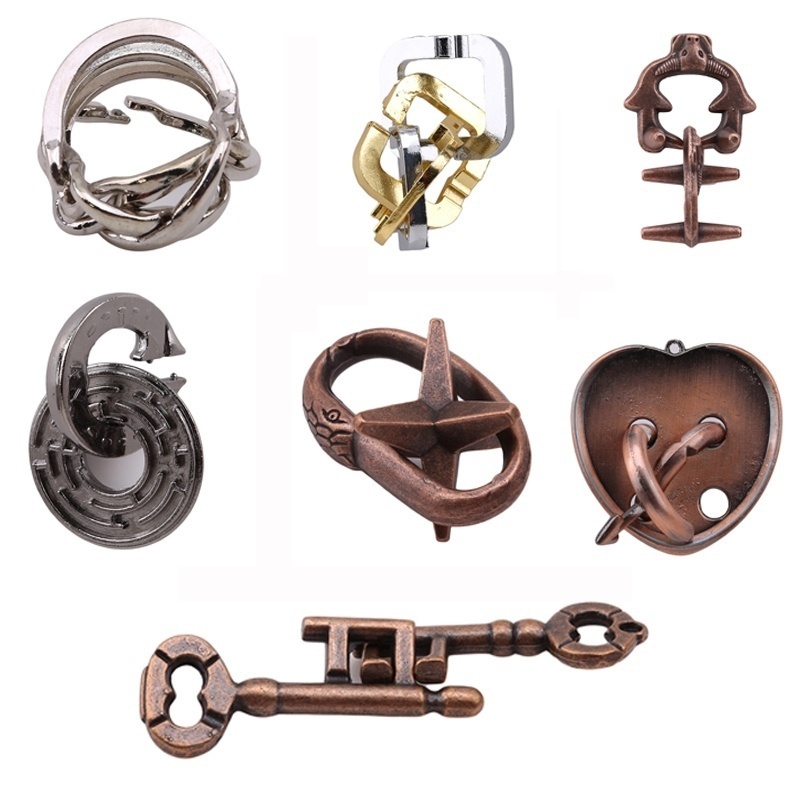 Metal Cast Lock Puzzle Toy For Kids Vintage Retro Luban Lock ...