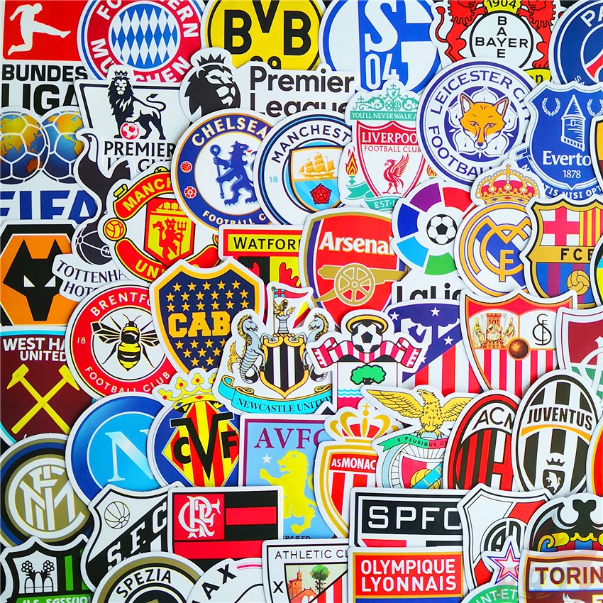 54Pcs/Set Football Club Logo Series 01 Stickers DIY Fashion Mixed ...