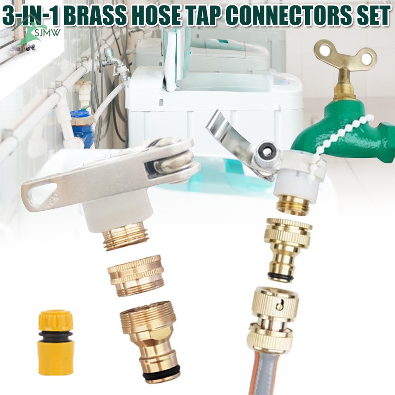 SJMW Universal 3-In-1 Brass Hose Tap Connectors Set Vintage Faucet ...